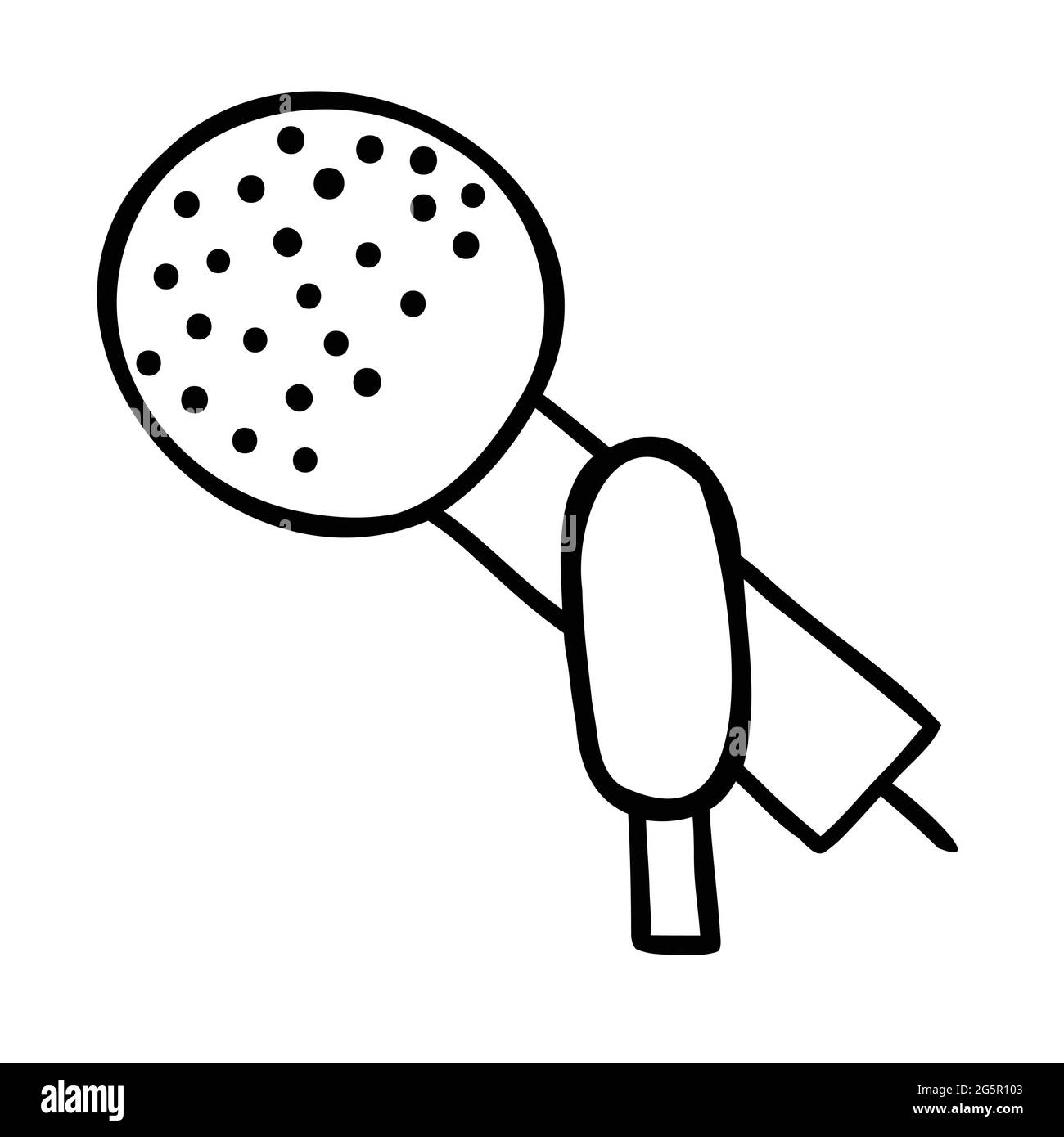 Cartoon vector illustration of microphone. Black outlined and white ...