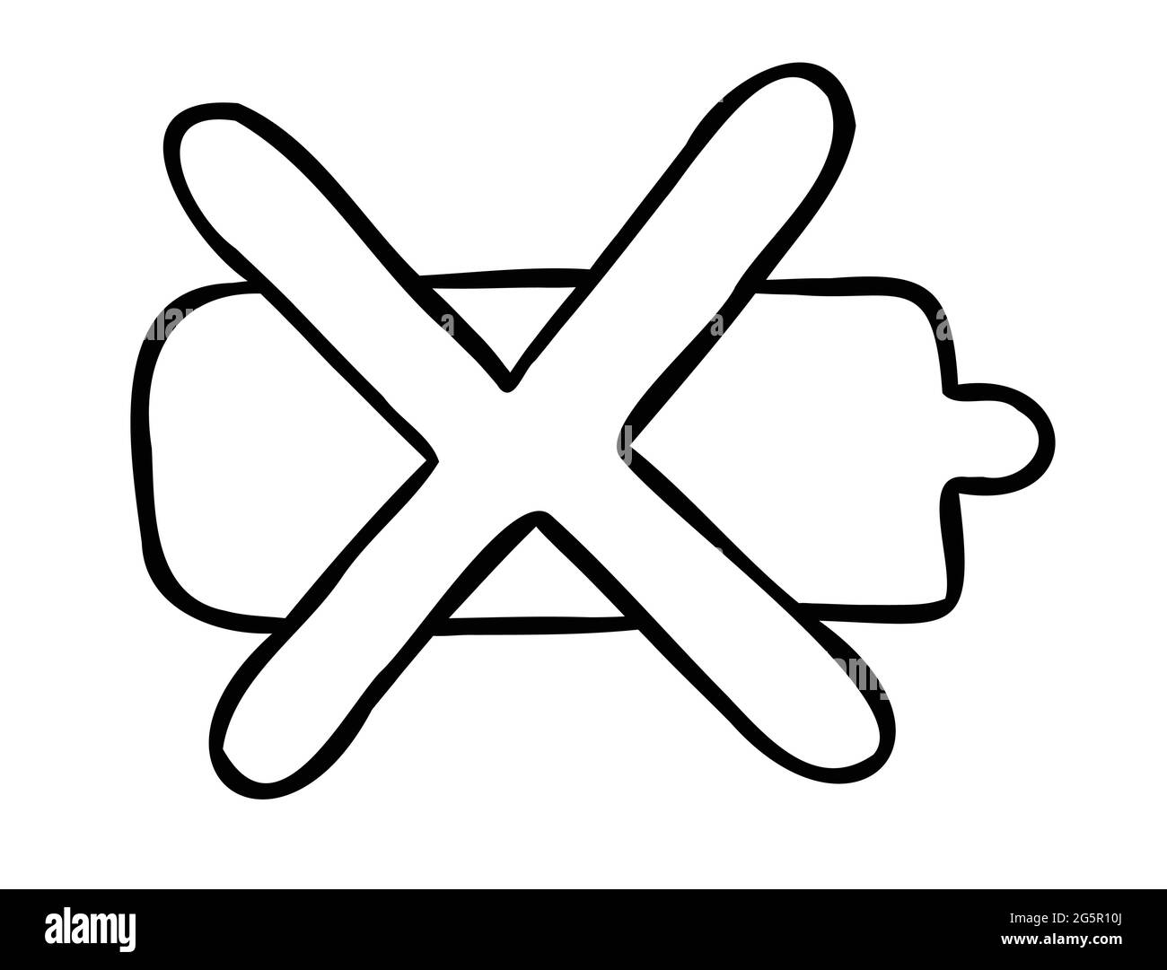Cartoon vector illustration of dead battery. Black outlined and white ...