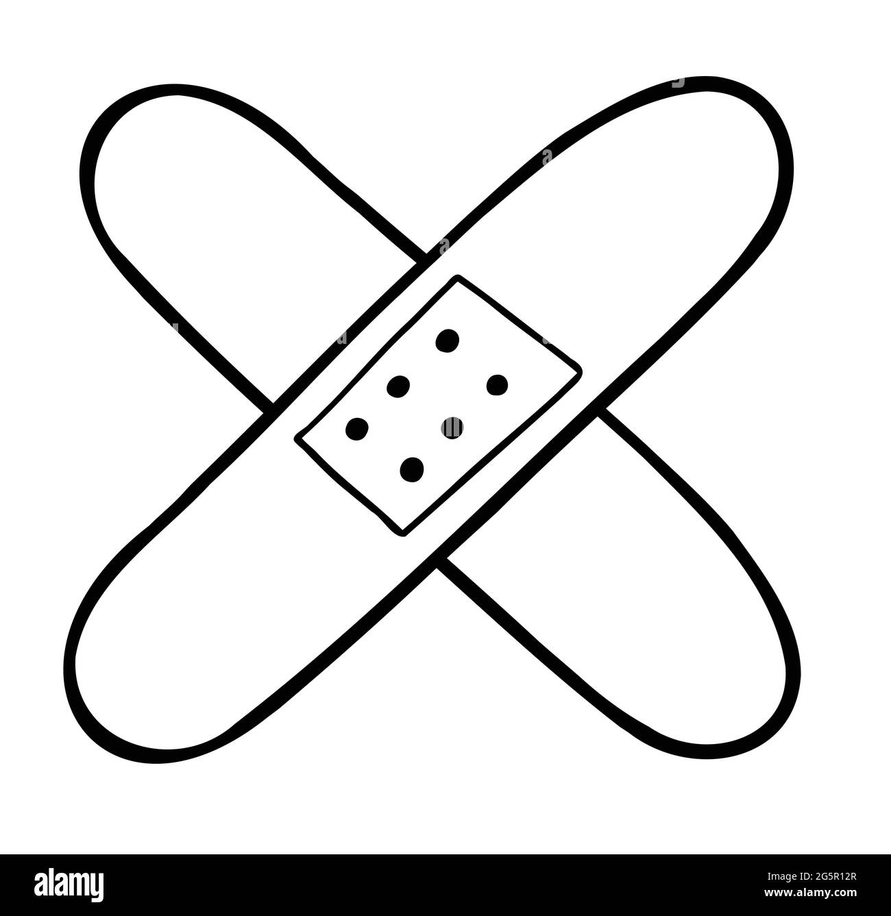Cartoon vector illustration of two crossed adhesive patches. Black ...