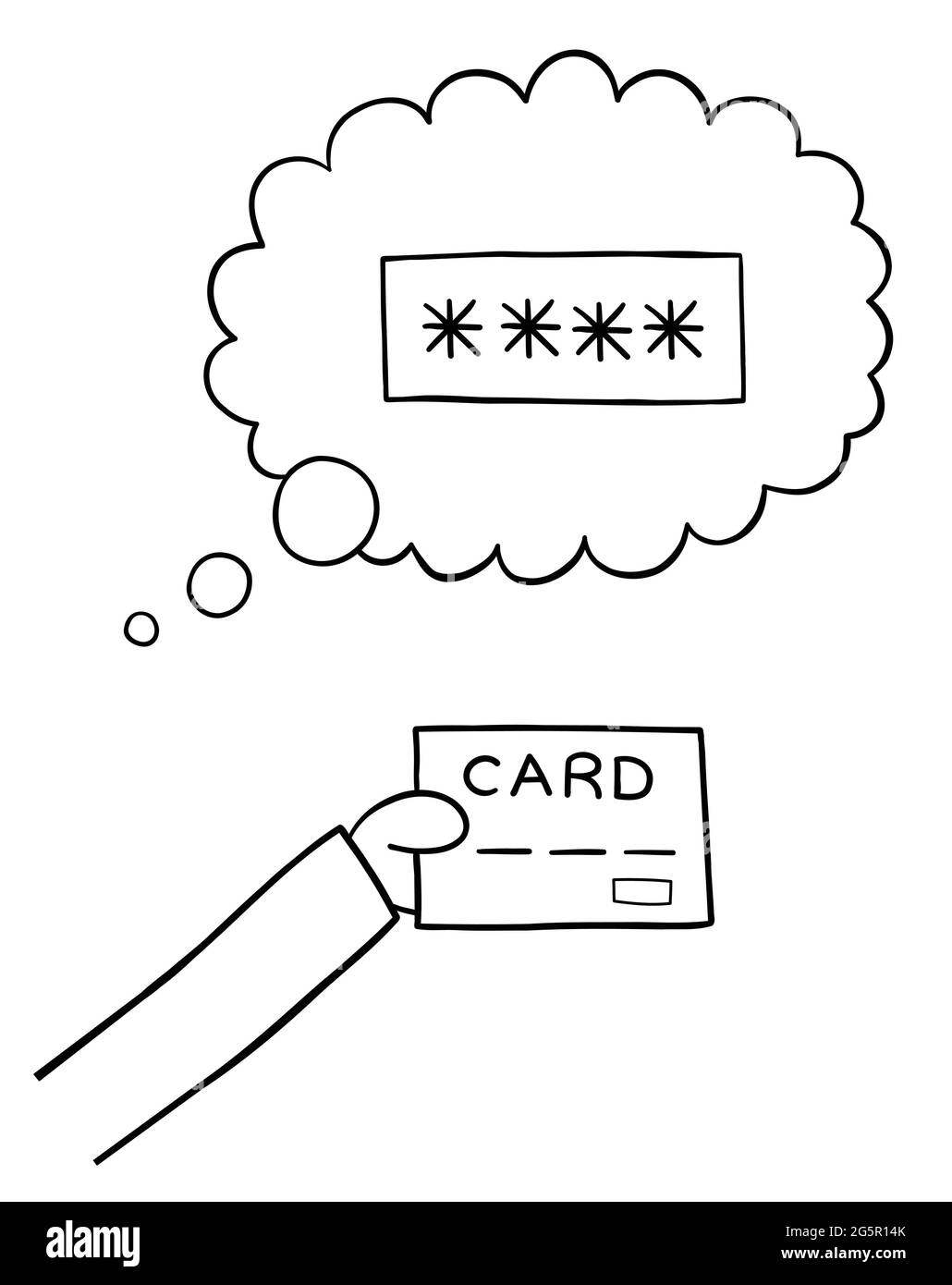 Cartoon vector illustration of forget credit card password. Black ...