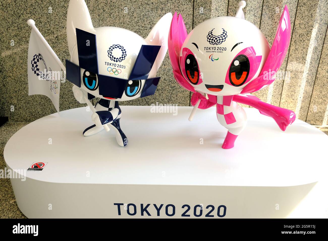 Tokyo, Japan. 25th June, 2021. Official characters from the Olympic and ...