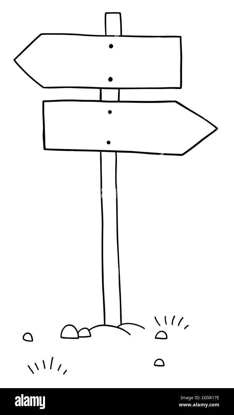 Cartoon vector illustration of road sign showing two different ...