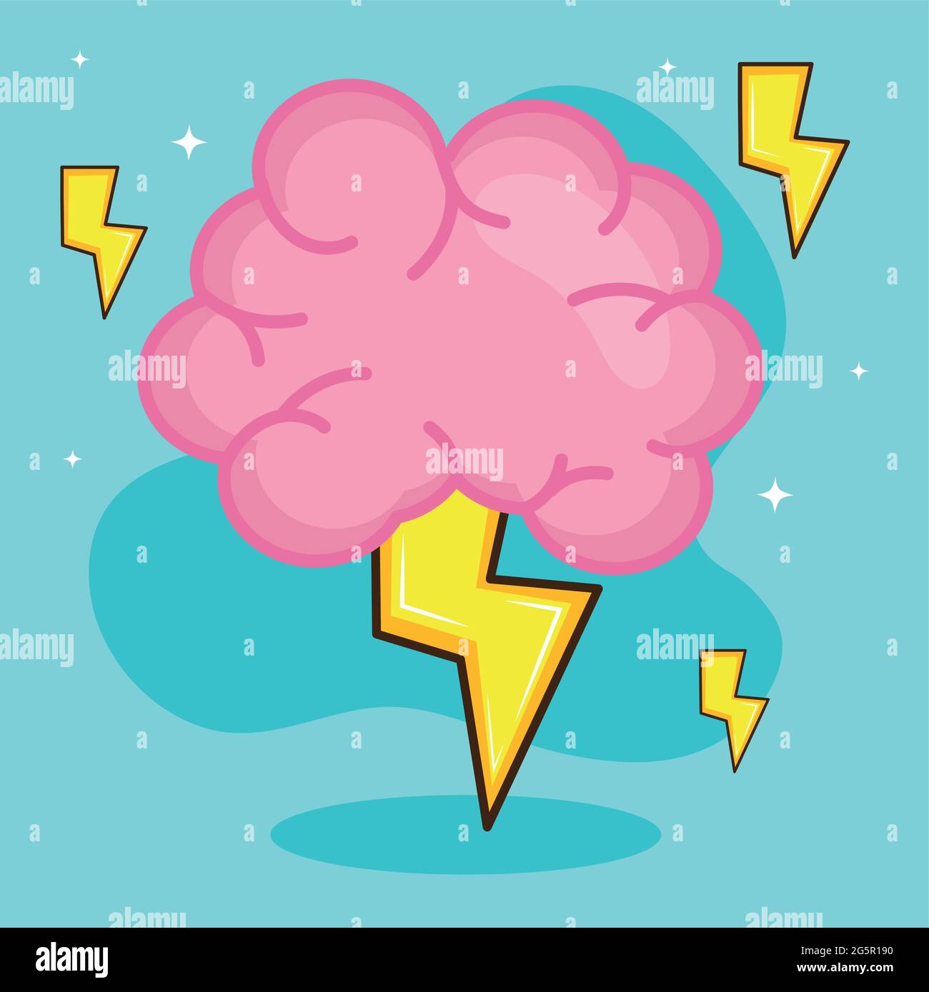 pink brain with thunders Stock Vector Image & Art - Alamy