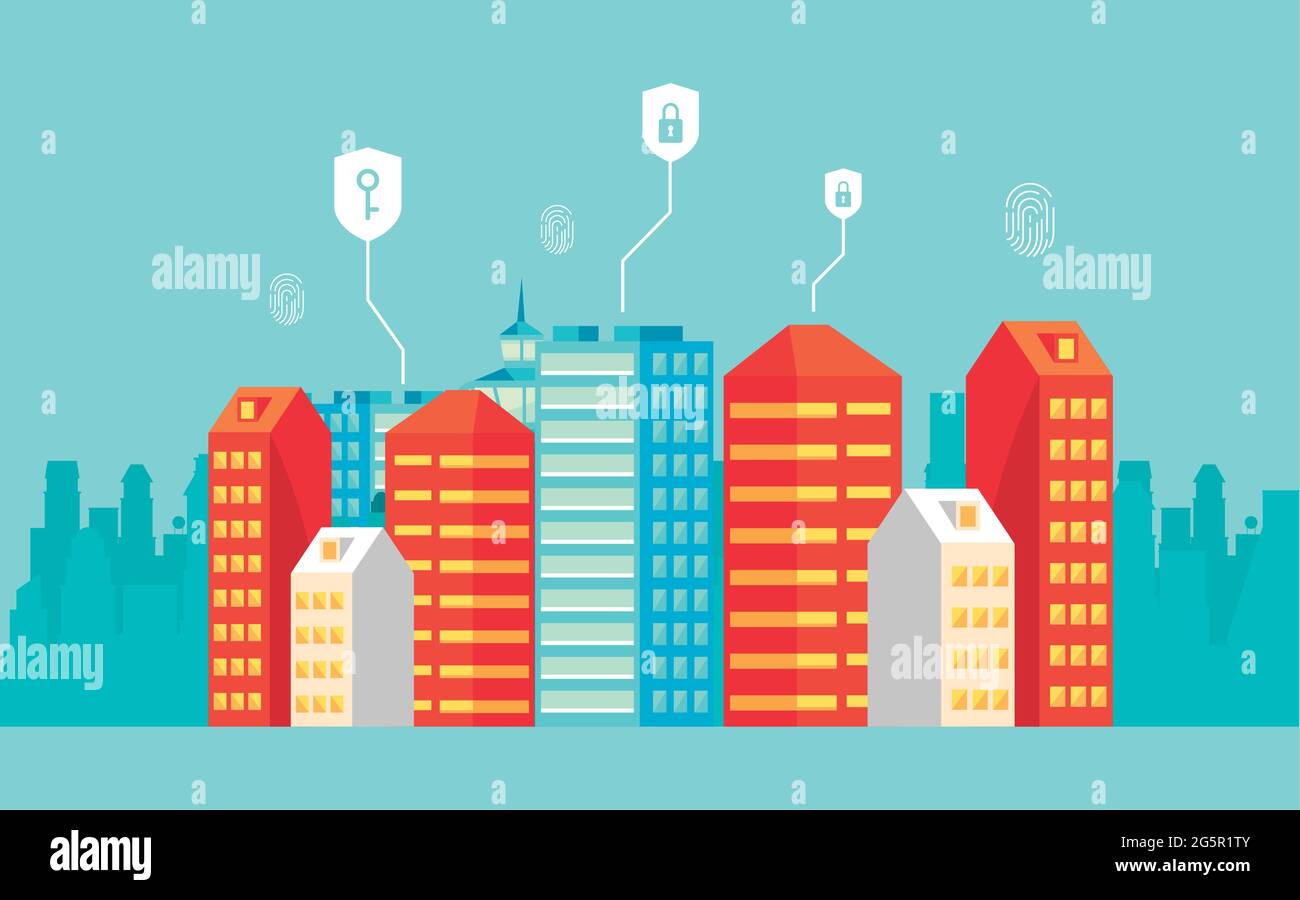 smartcity with security icons Stock Vector Image & Art - Alamy