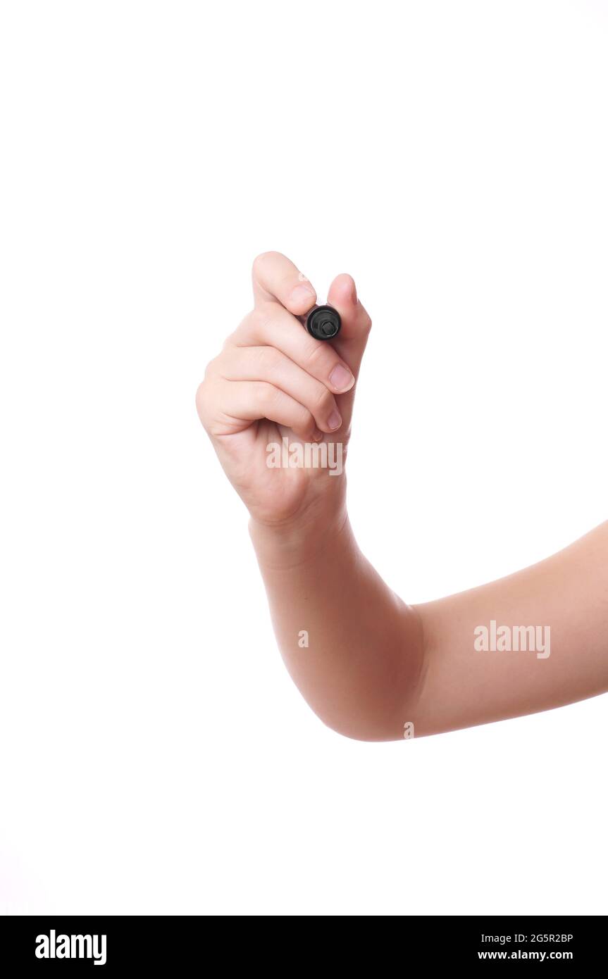 hand writing with marker pen on invisible screen Stock Photo - Alamy