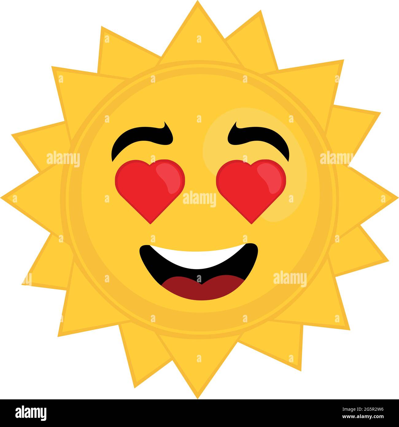 Vector illustration of cartoon character of the sun in love with heart ...