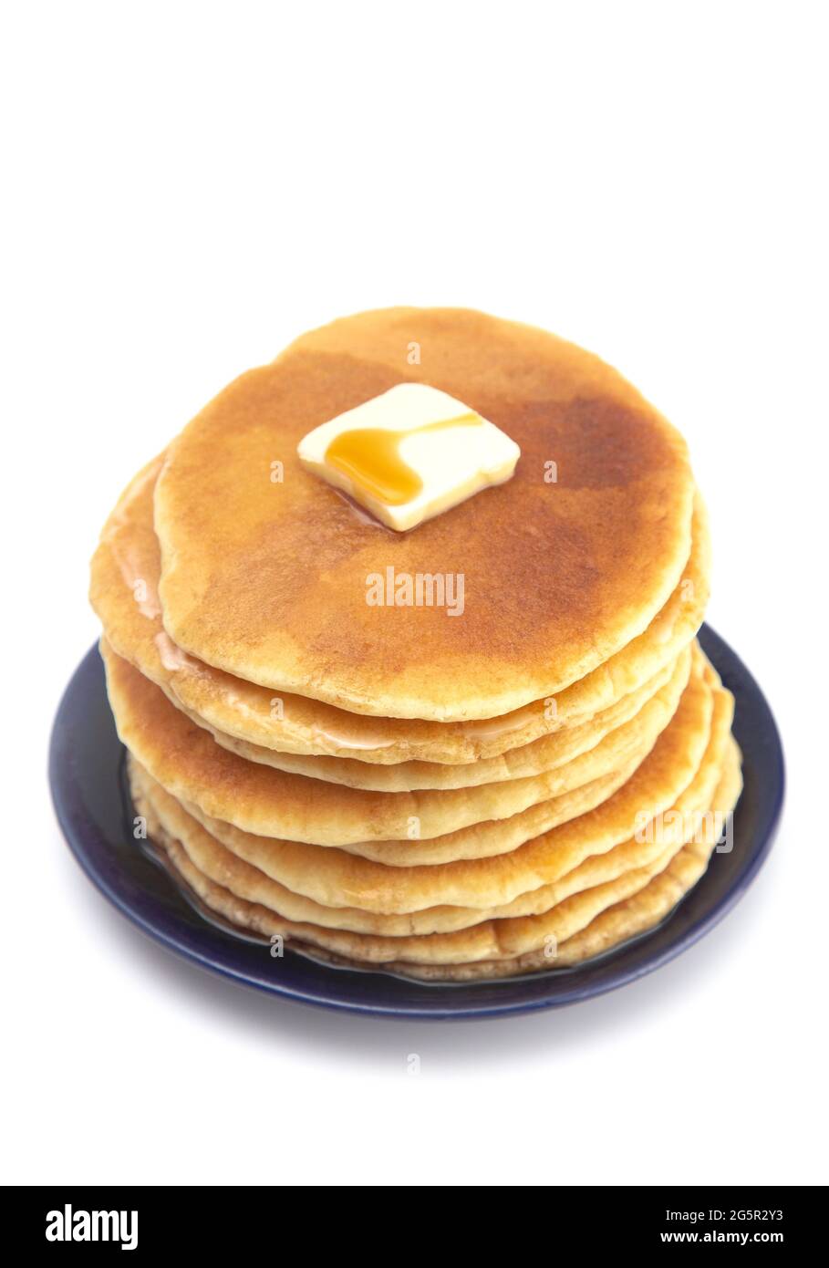 Stack of Freshly Made American Style Pancakes with Metling Butter Stock ...