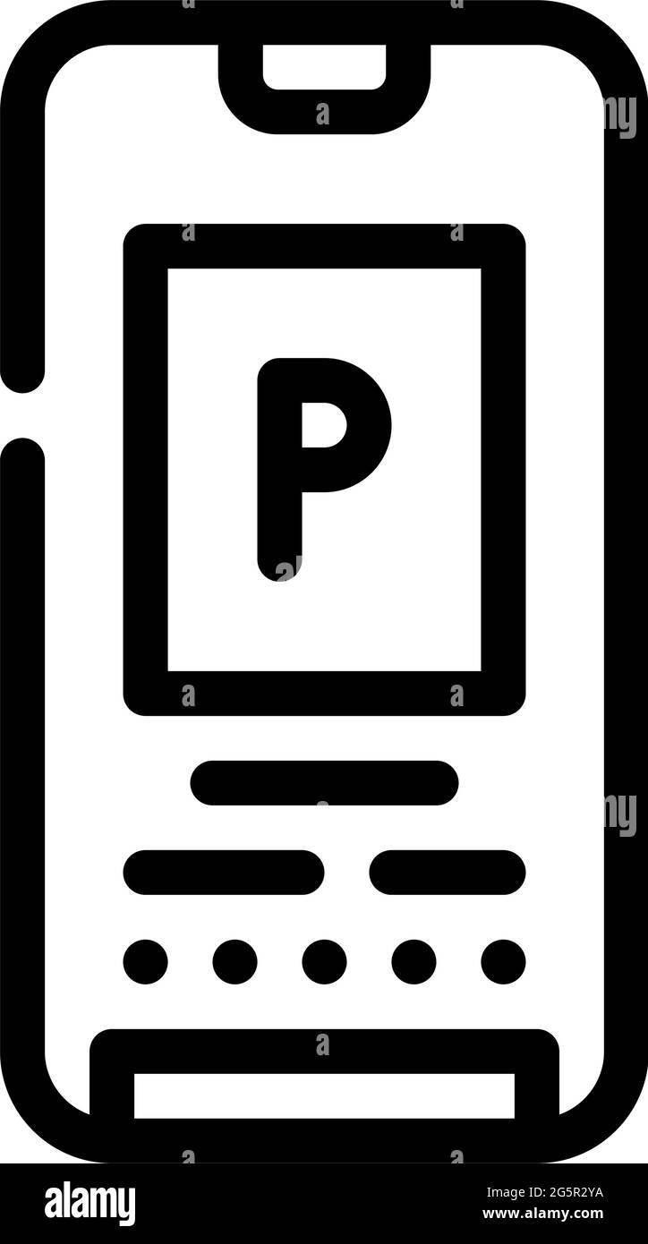 electronic parking ticket on phone screen line icon vector illustration ...