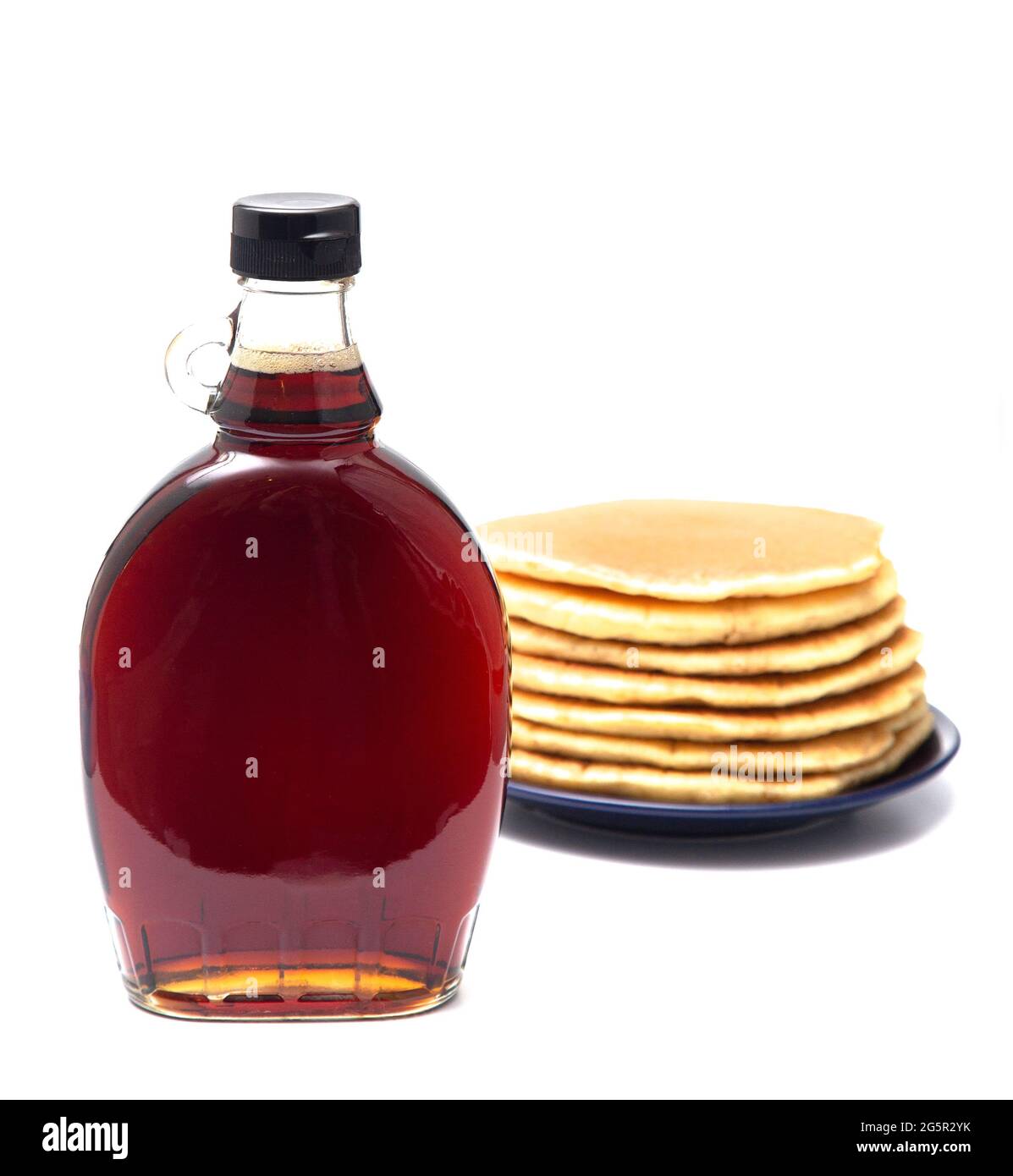 Bottle of Pure Maple Syrup on a White Background Stock Photo - Alamy