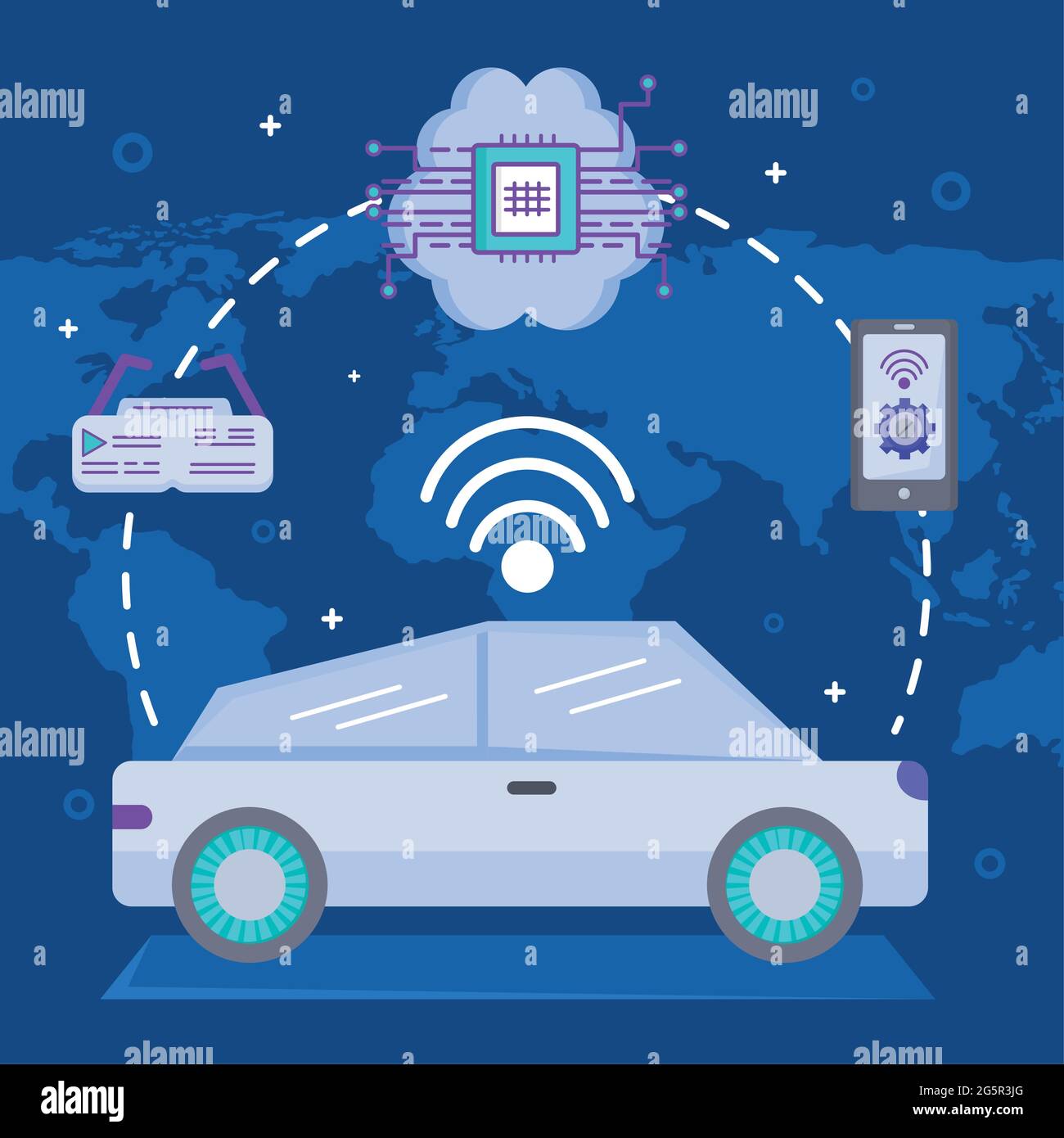 car with wifi signal and icons Stock Vector Image & Art - Alamy
