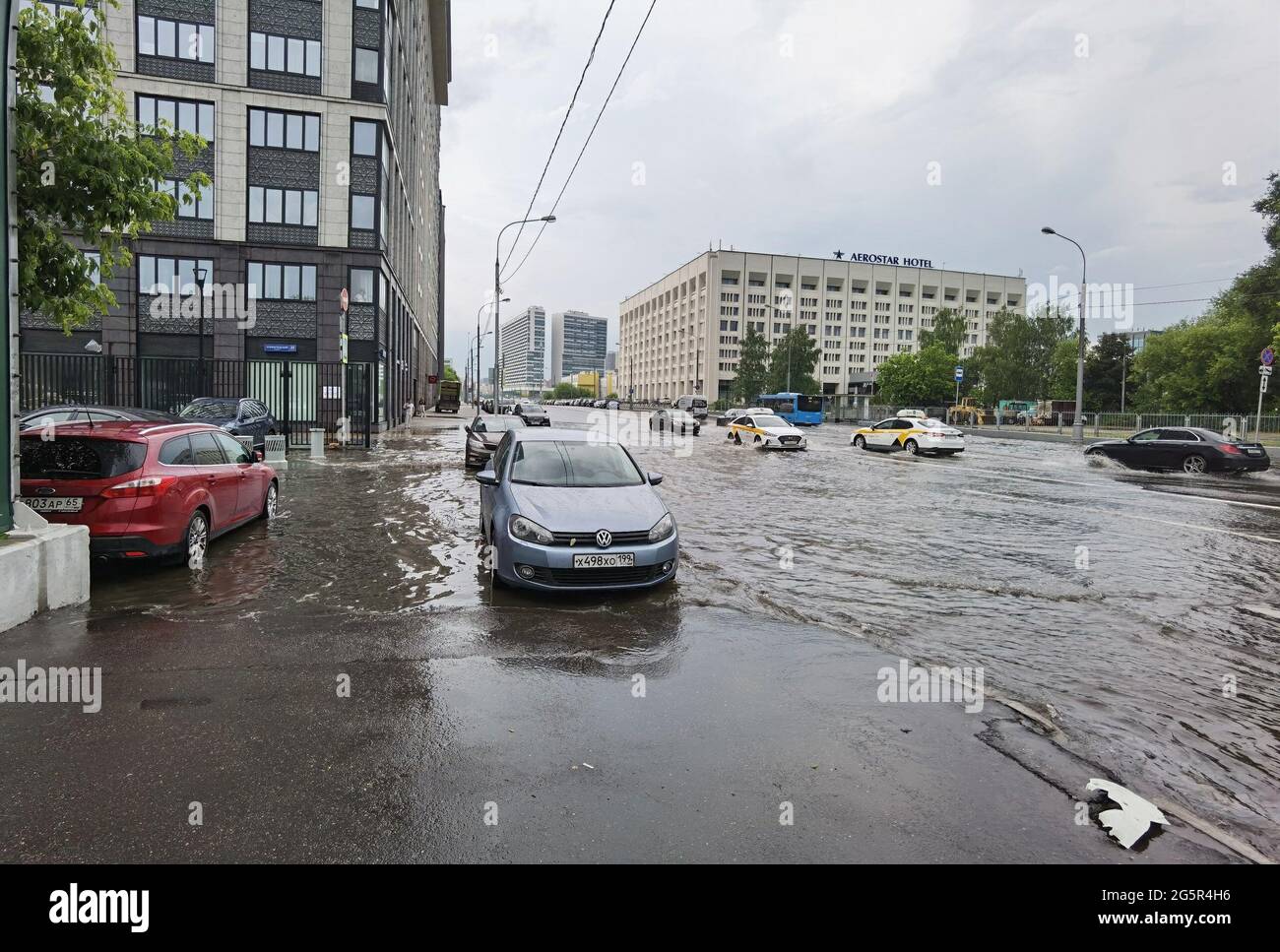 June 28, 2021. - Russia, Moscow. - Heavy rain that hit Moscow Monday ...