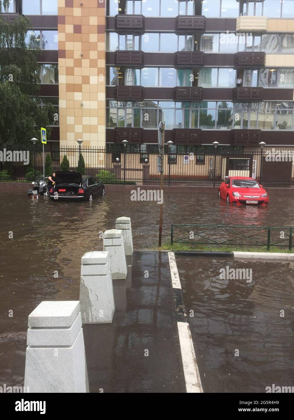 June 28, 2021. - Russia, Moscow. - Heavy rain that hit Moscow Monday ...