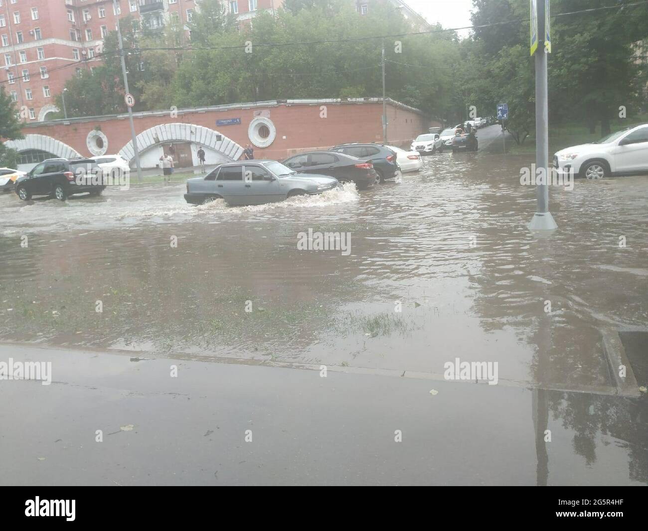 June 28, 2021. - Russia, Moscow. - Heavy rain that hit Moscow Monday ...
