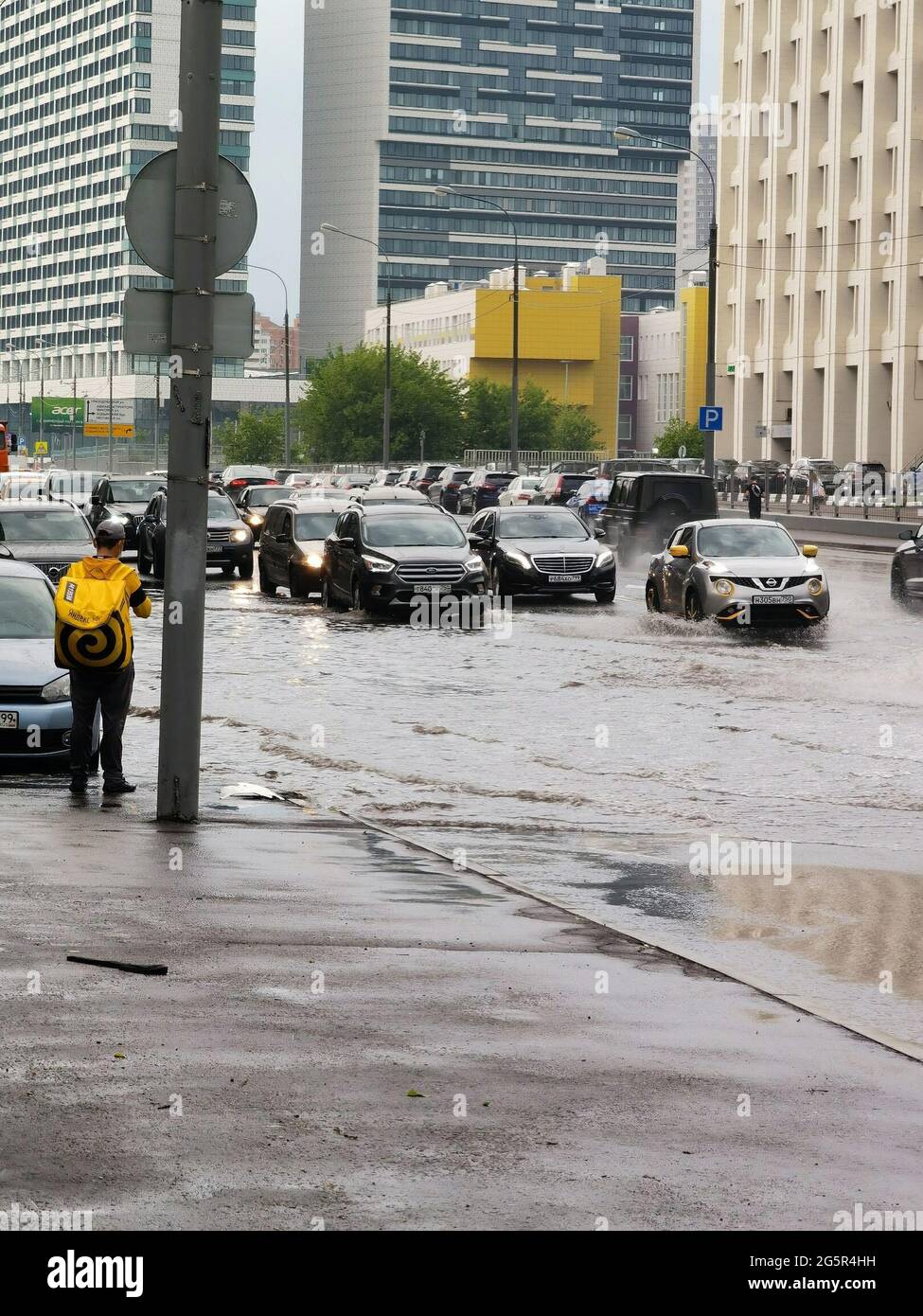 June 28, 2021. - Russia, Moscow. - Heavy rain that hit Moscow Monday ...
