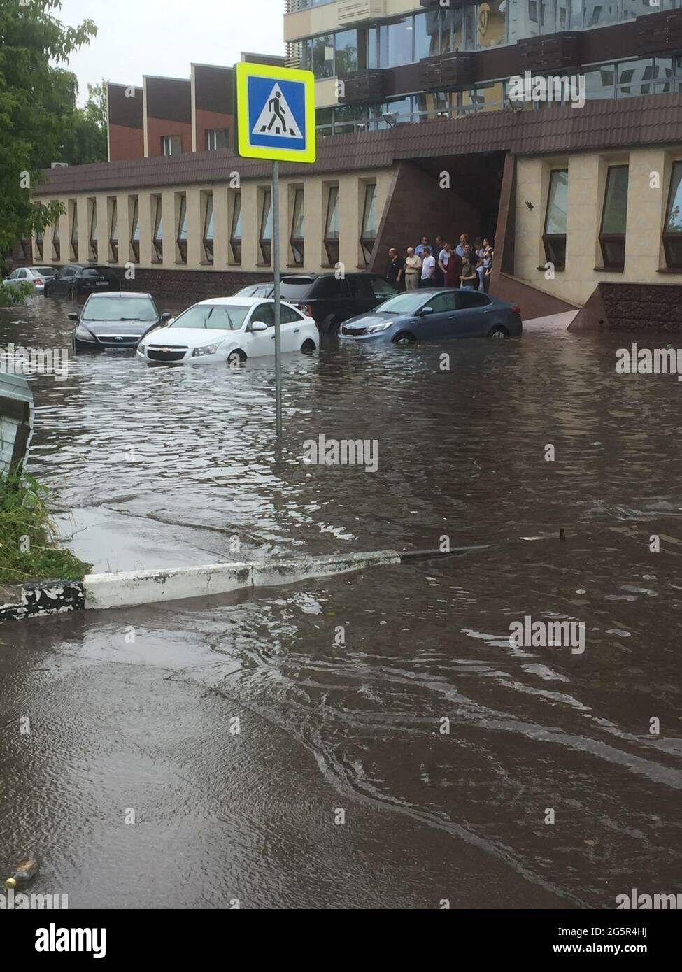 June 28, 2021. - Russia, Moscow. - Heavy rain that hit Moscow Monday ...