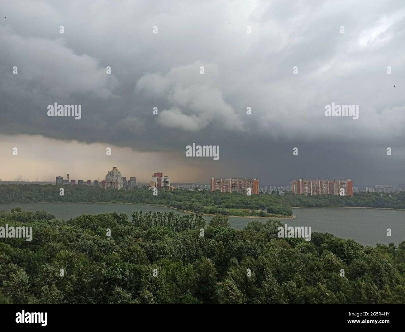 June 28, 2021. - Russia, Moscow. - Heavy rain that hit Moscow Monday ...