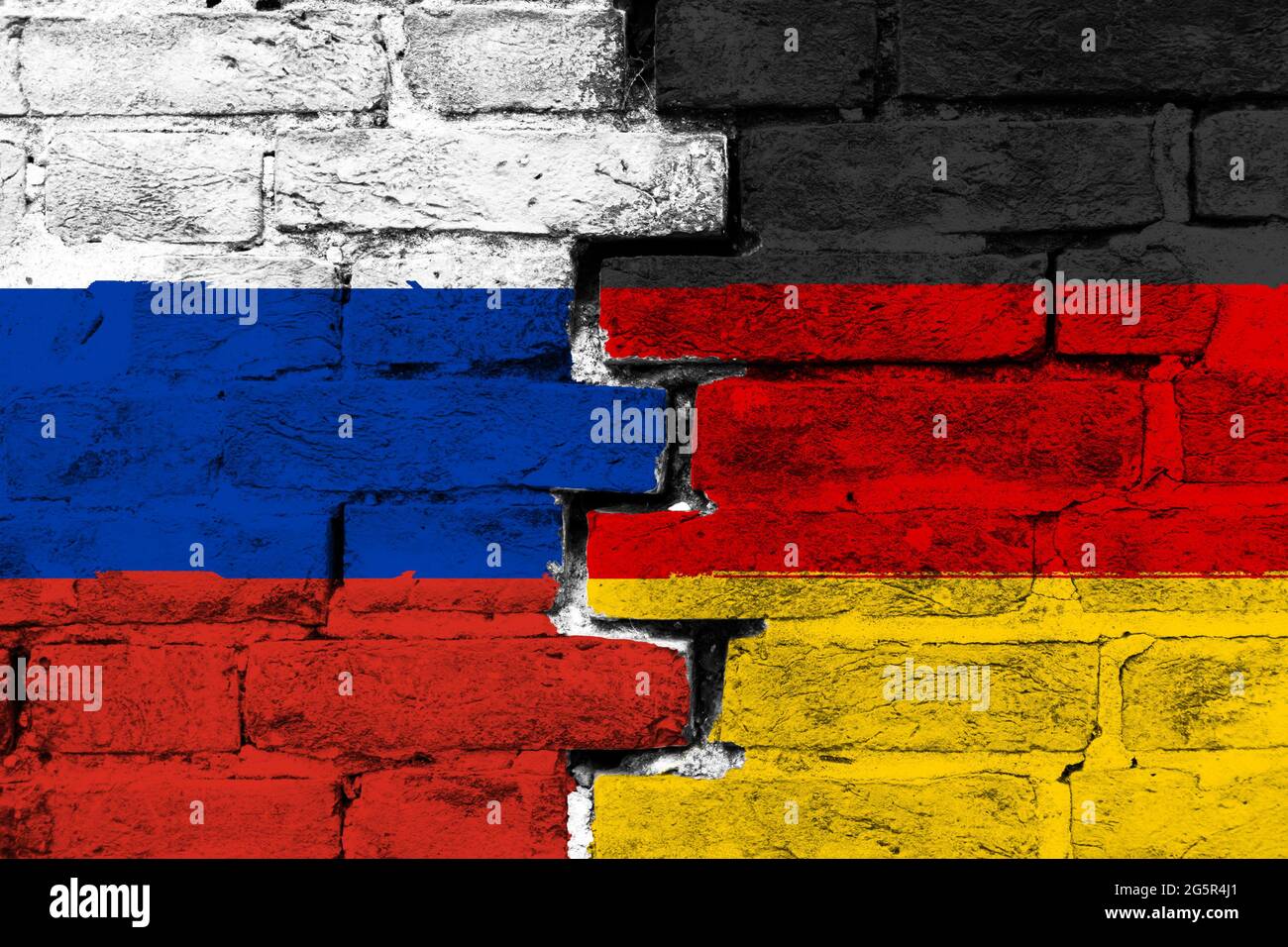 Concept of the relationship between Russia and Germany with two painted ...