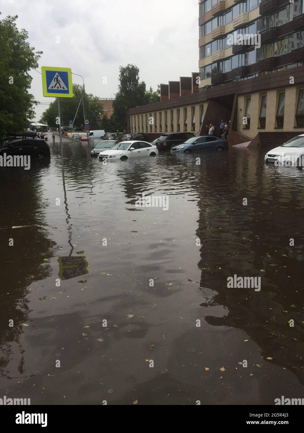 June 28, 2021. - Russia, Moscow. - Heavy rain that hit Moscow Monday ...