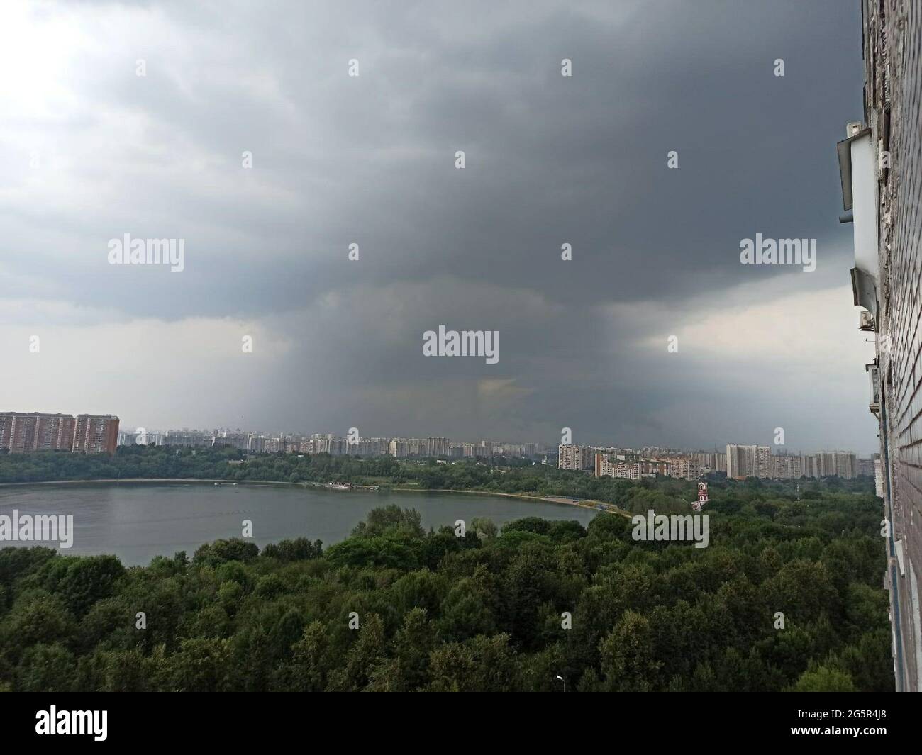 June 28, 2021. - Russia, Moscow. - Heavy rain that hit Moscow Monday ...