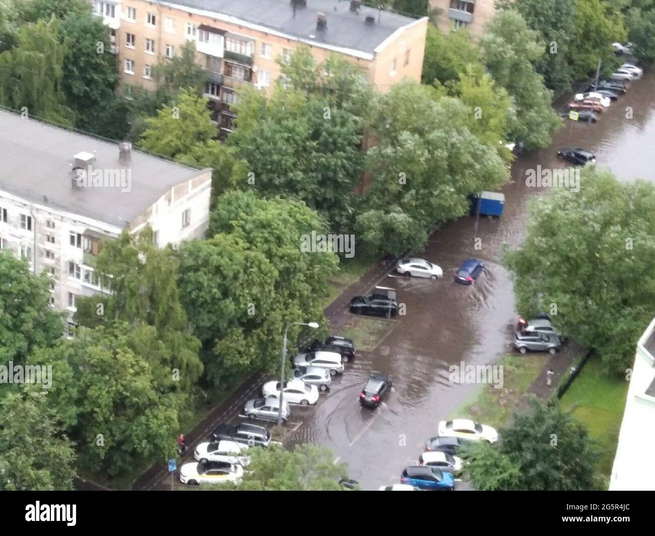 June 28, 2021. - Russia, Moscow. - Heavy rain that hit Moscow Monday ...