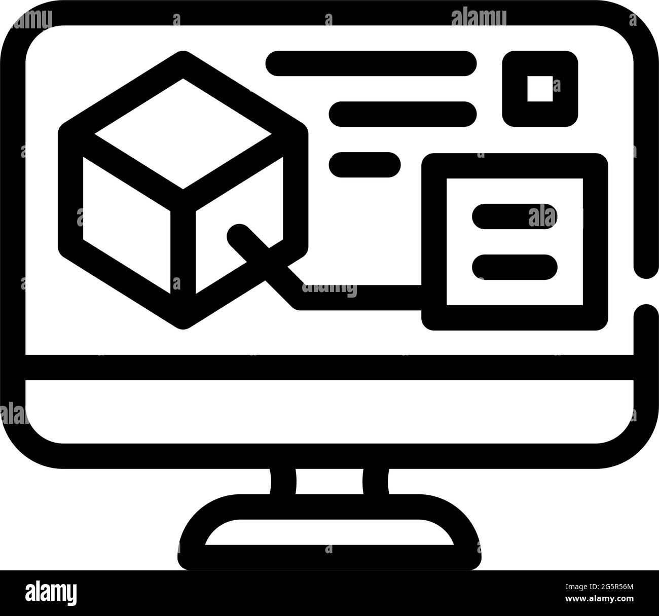 digital model on computer screen line icon vector illustration Stock ...