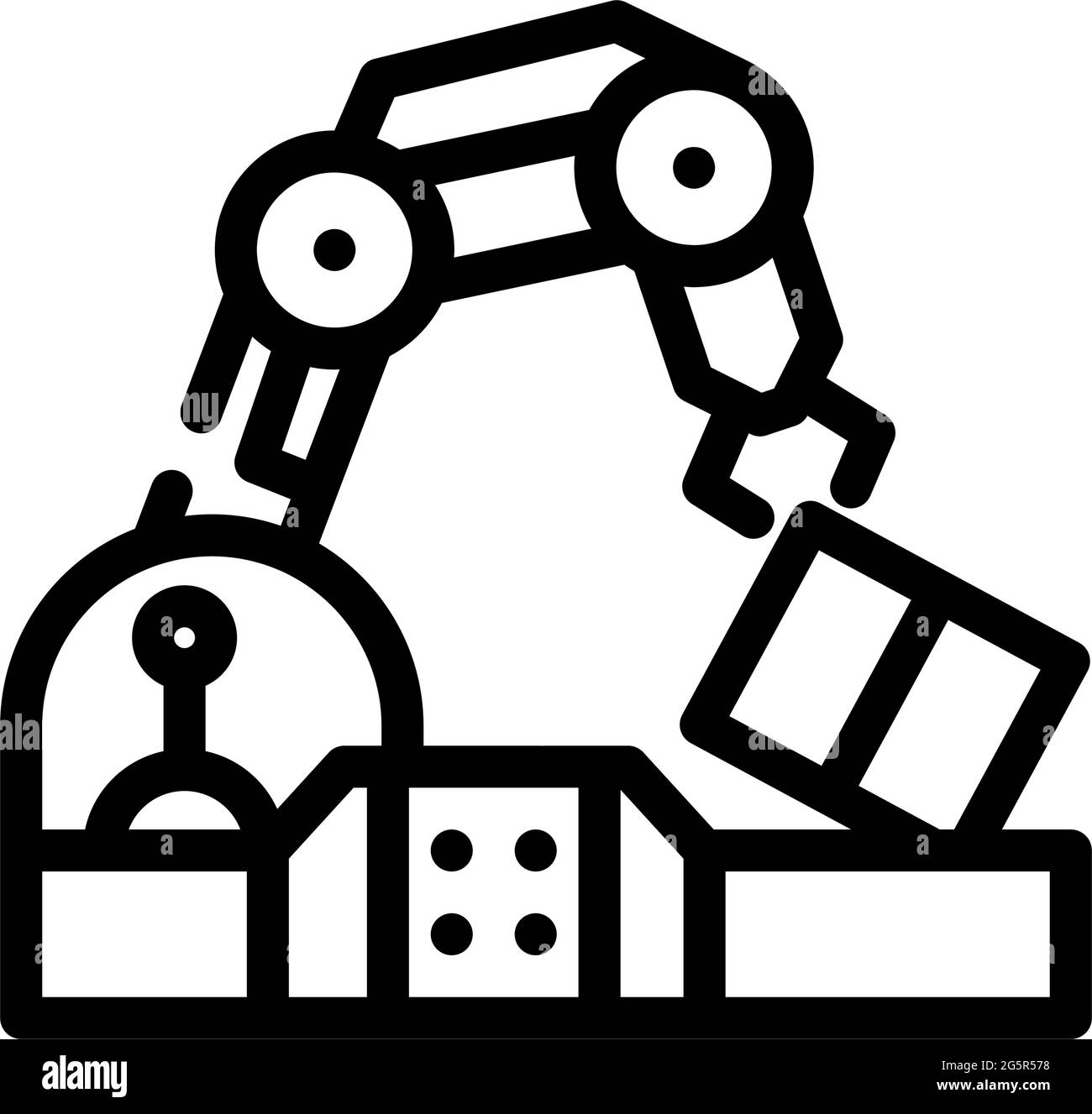 robotic arm conveyor production line icon vector illustration Stock ...