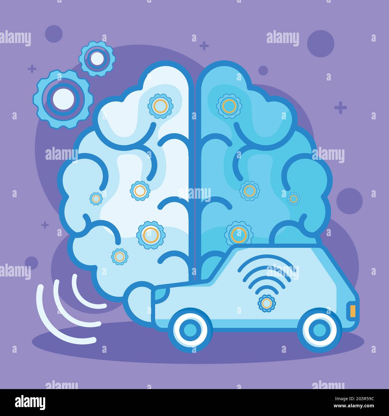 blue car with brain Stock Vector Image & Art - Alamy