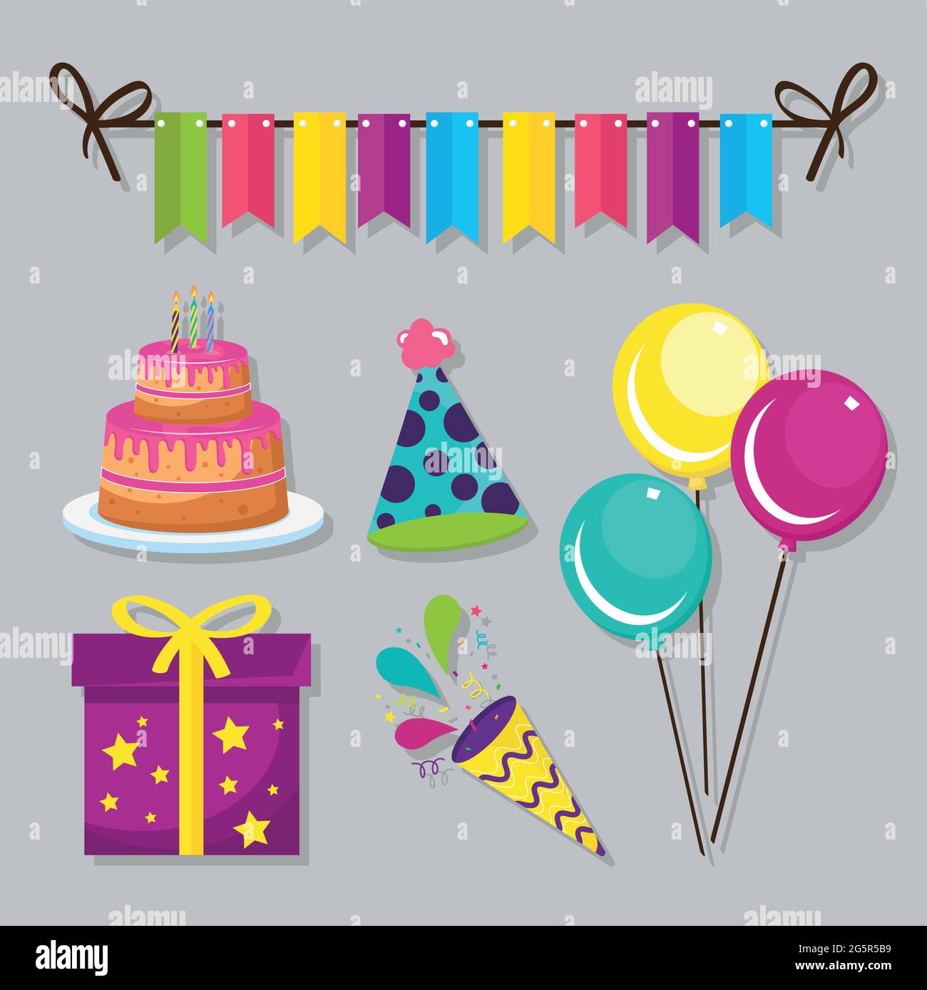 Happy birthday icon set Stock Vector Image & Art - Alamy