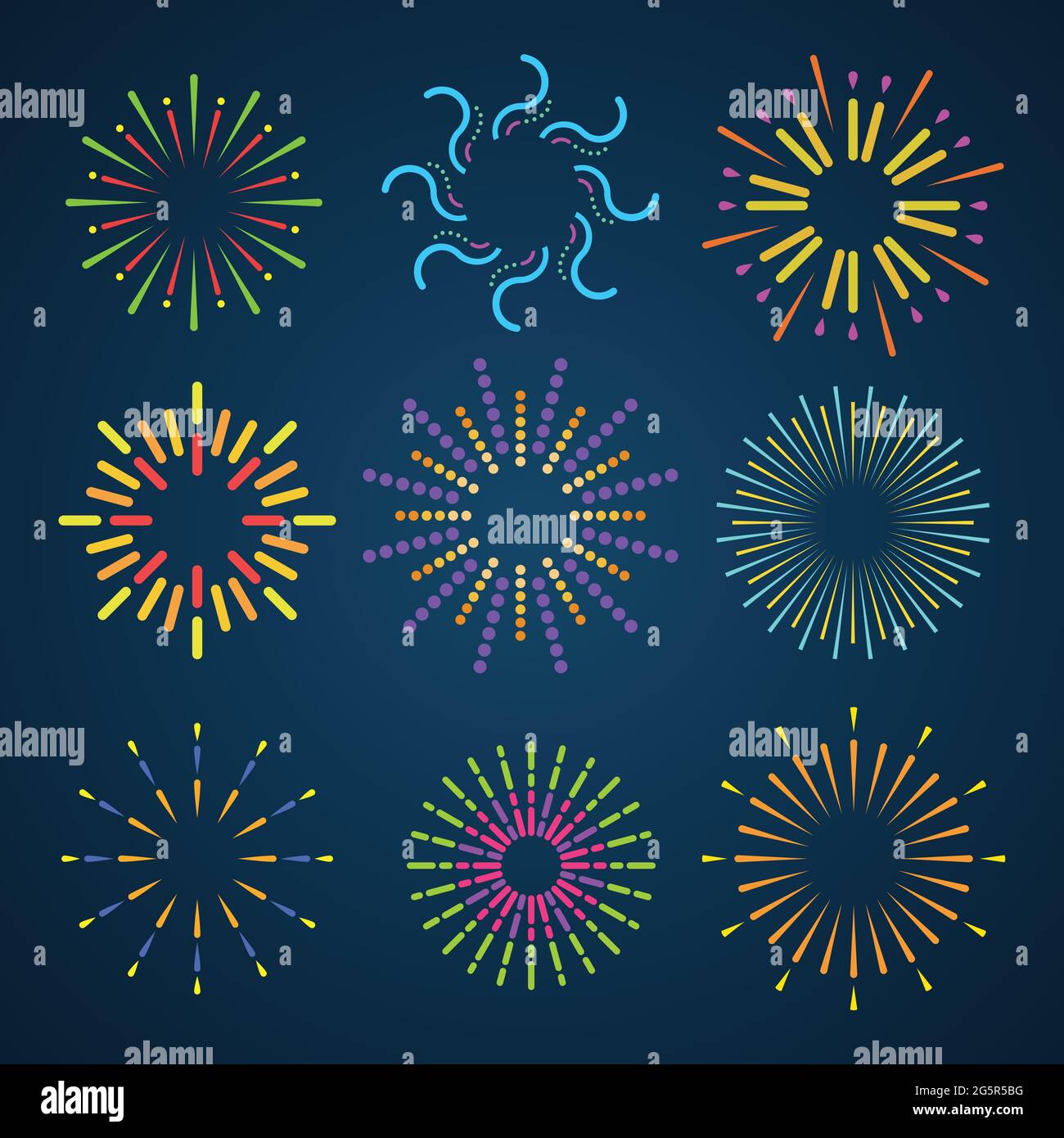 Set of colorful fireworks icons Stock Vector Image & Art - Alamy