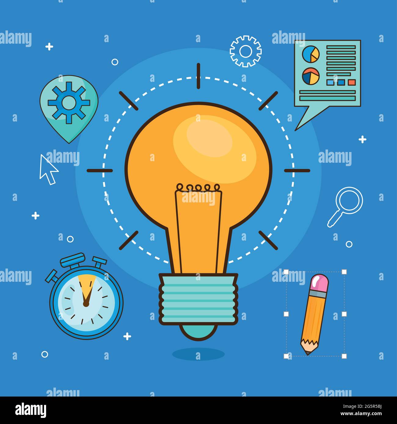 light bulb with icon set Stock Vector Image & Art - Alamy