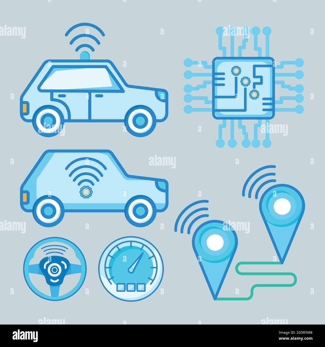 blue car with symbol collection Stock Vector Image & Art - Alamy