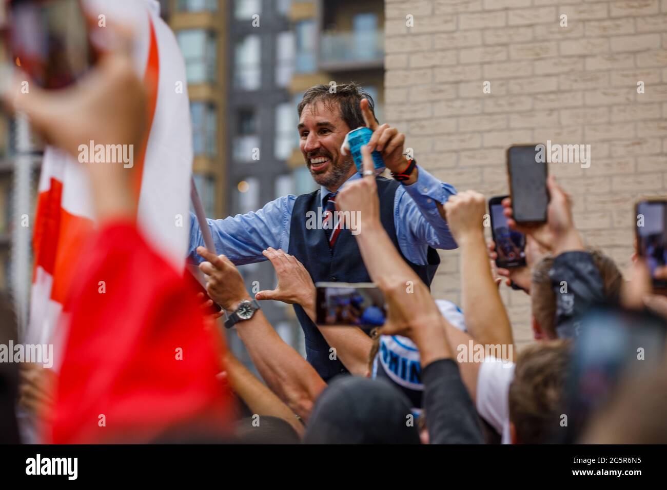 Wembley Stadium, Wembley Park, UK. 29th June 2021. England fans in good ...