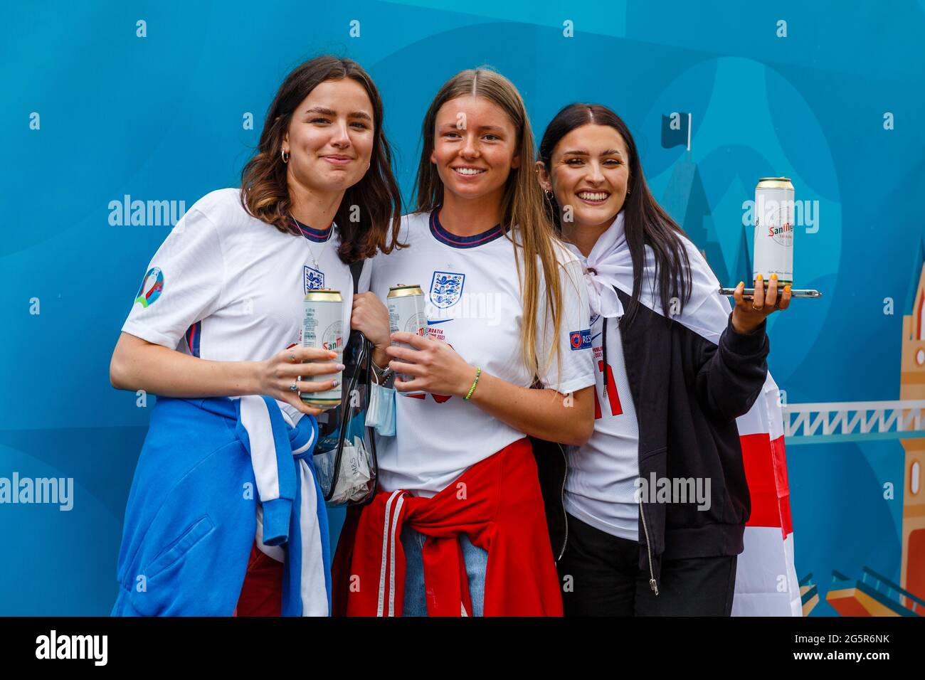 Wembley Stadium, Wembley Park, UK. 29th June 2021. Female England fans ...