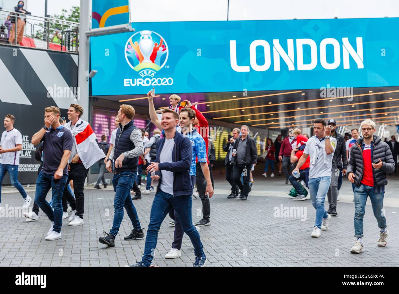 Wembley Stadium, Wembley Park, UK. 29th June 2021. England fans ...