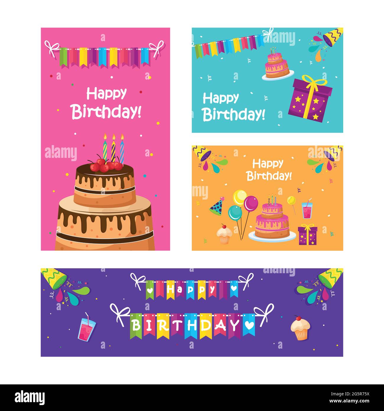 Happy birthday banners Cut Out Stock Images & Pictures - Alamy