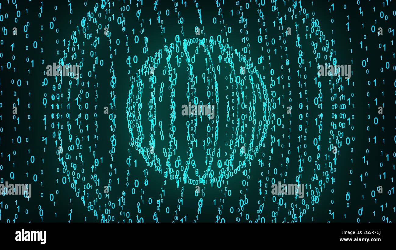 Big and small binary number spheres, computer generated. 3D rendering ...