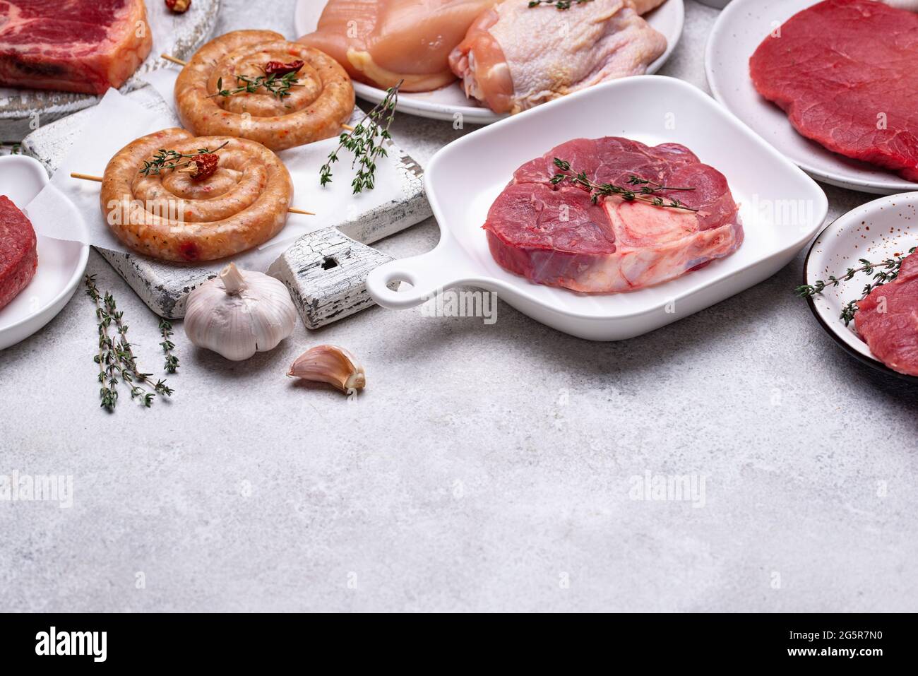 Assortment of various types of meat Stock Photo - Alamy