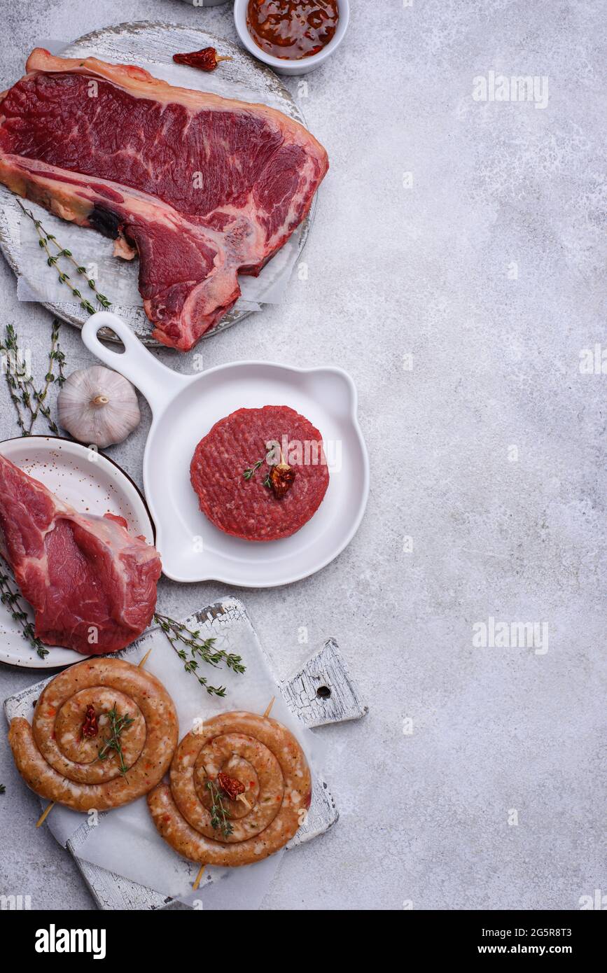 Assortment of various types of meat Stock Photo - Alamy