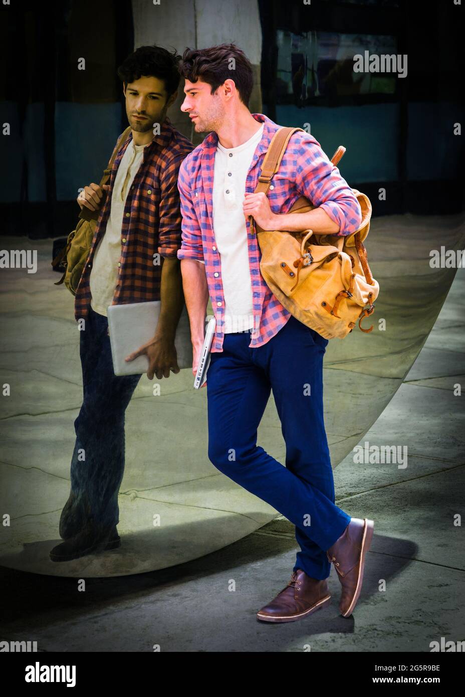 Man Looking In Mirror Sad