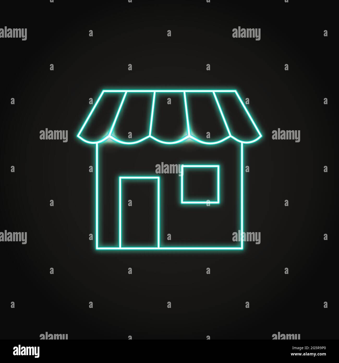 Neon small shop icon in line style. Market or store symbol. Vector ...