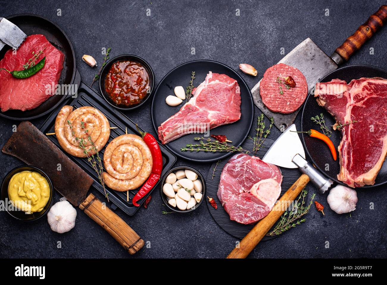 Assortment of various types of meat Stock Photo - Alamy