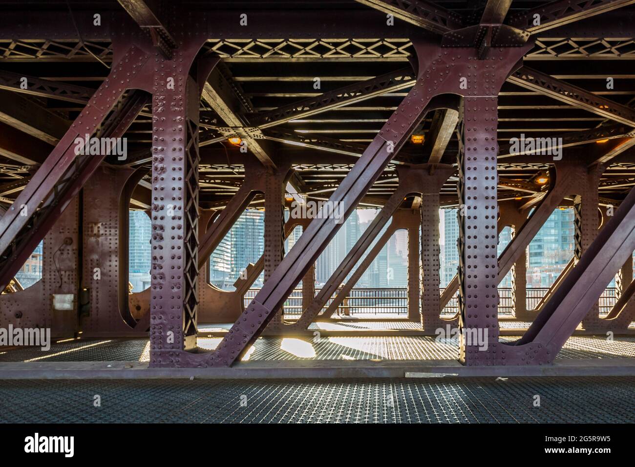 Old Steel Bridge Supports across the Chicago River under Lake Shore ...