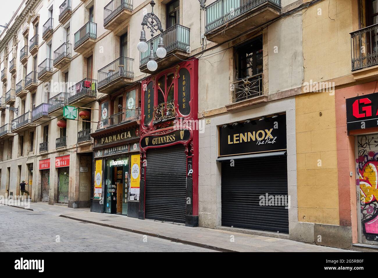 Gothic street in the historical center of Barcelona, Spain Stock Photo ...