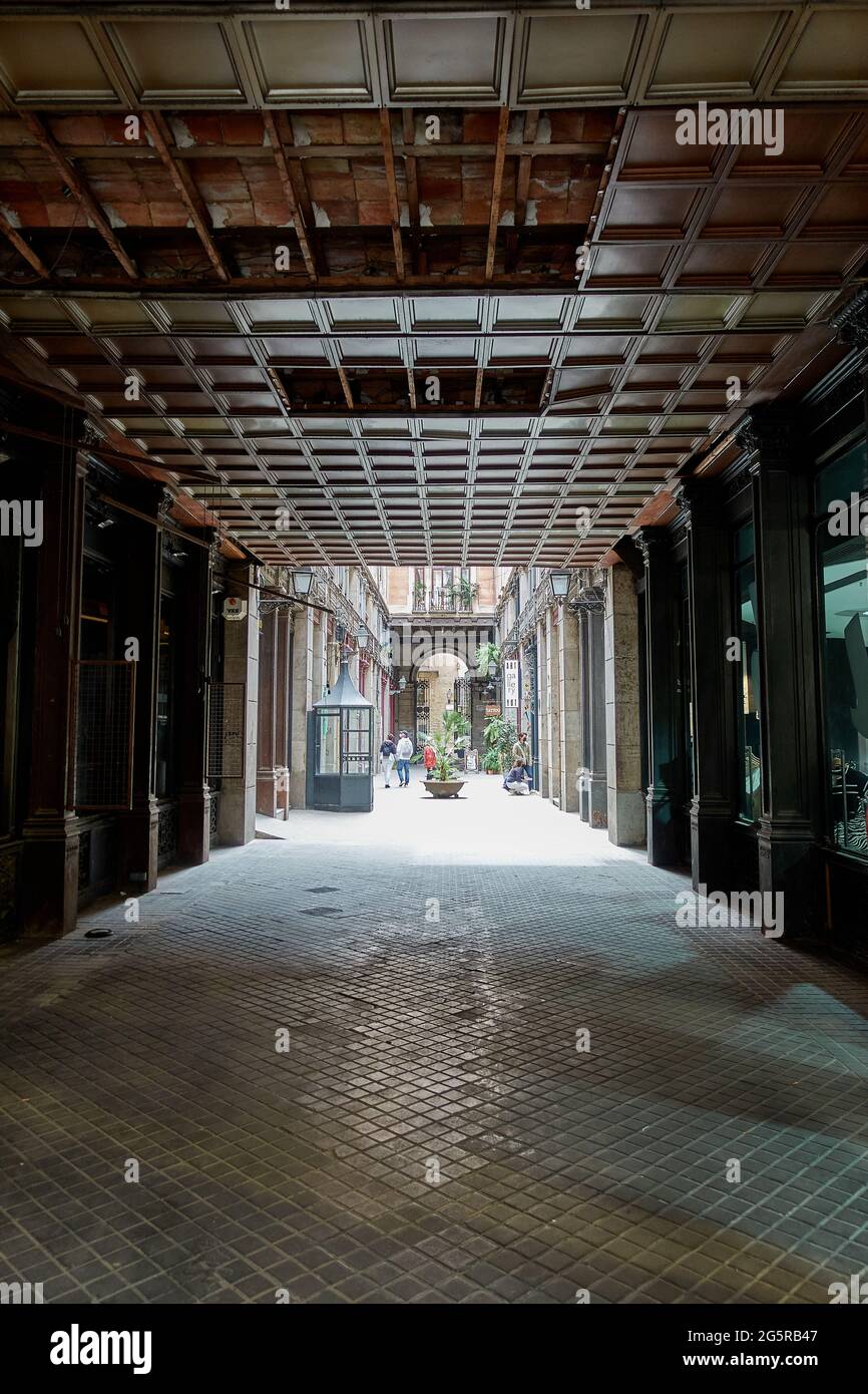 Gothic street in the historical center of Barcelona, Spain Stock Photo ...
