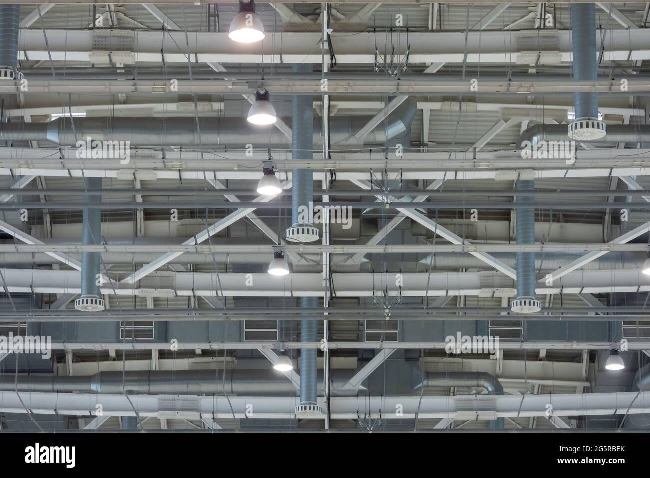 Pavilion ceiling with lamps and ventilation system Stock Photo - Alamy