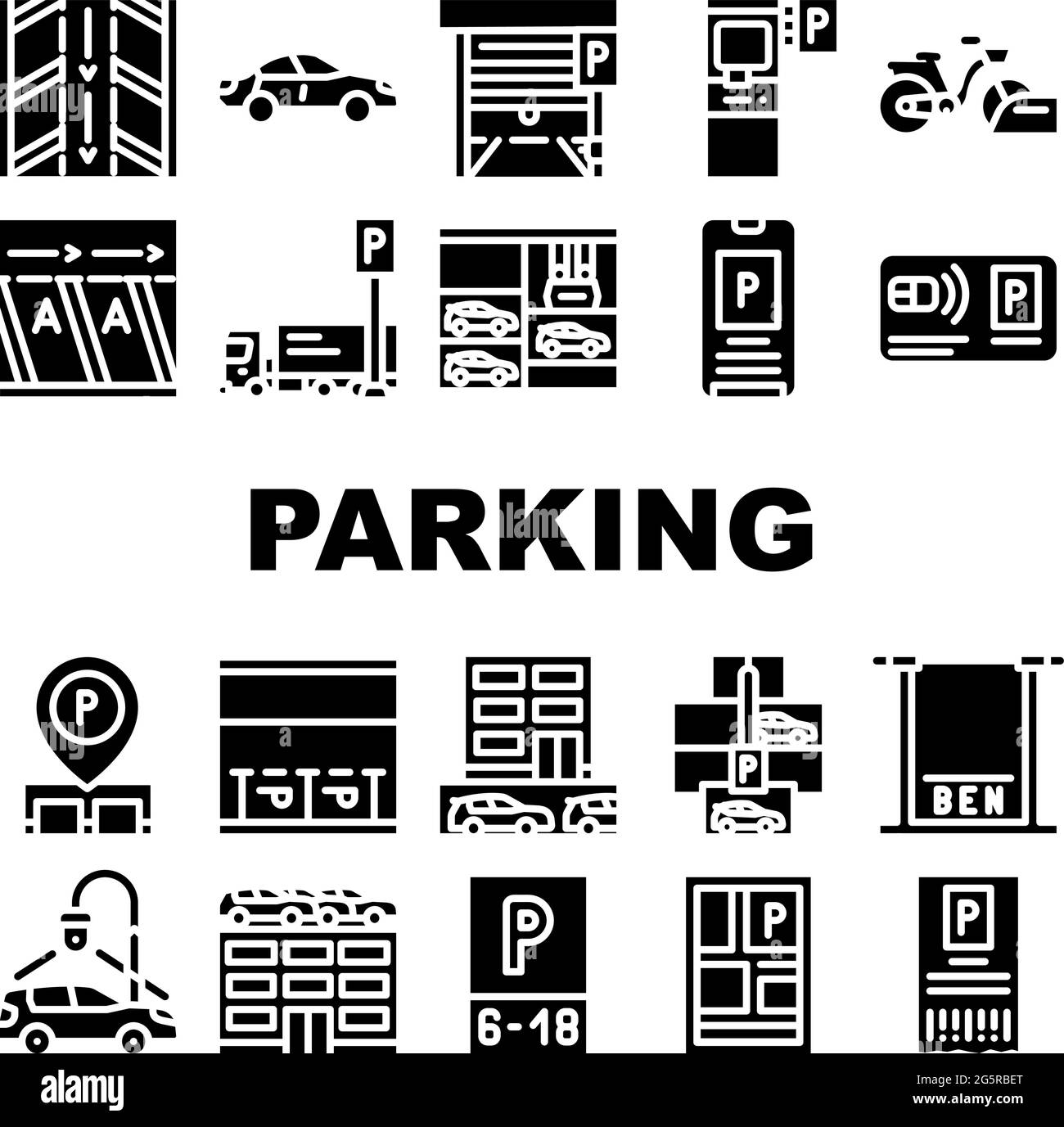 Parking Transport Collection Icons Set Vector Stock Vector Image & Art ...