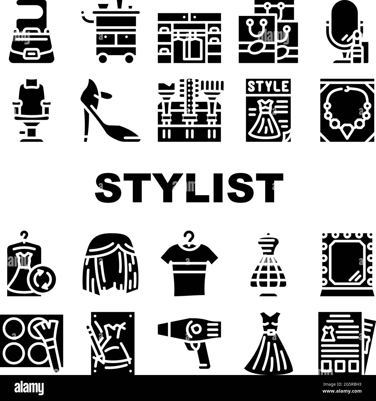 Stylist Accessory Collection Icons Set Vector Stock Vector Image & Art ...