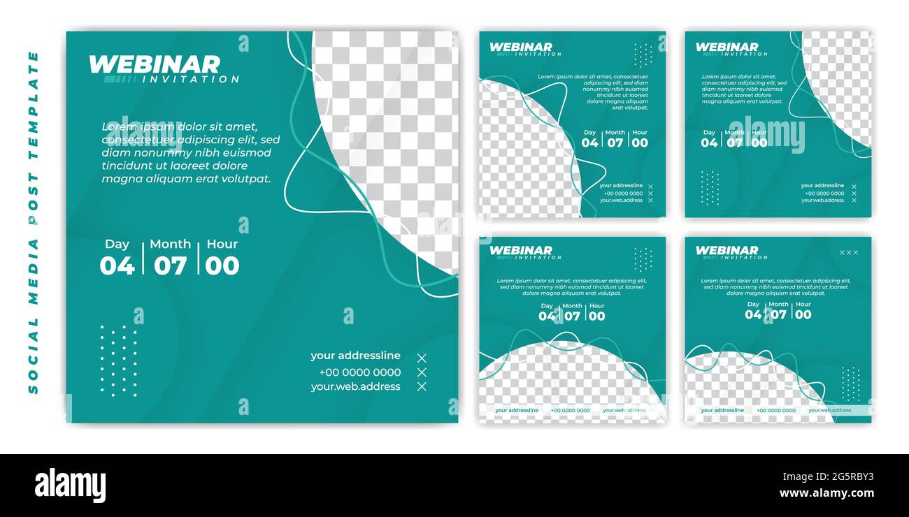 Social media post template with green color and circle transparent ...