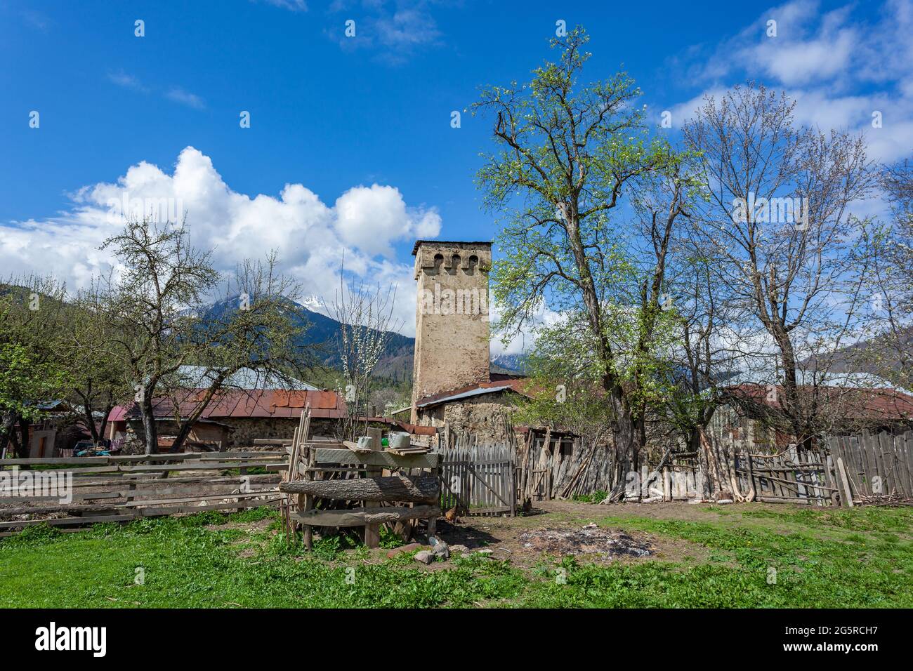 Traditional ancient Svan Towers in Latali village, Svaneti, Caucasus ...