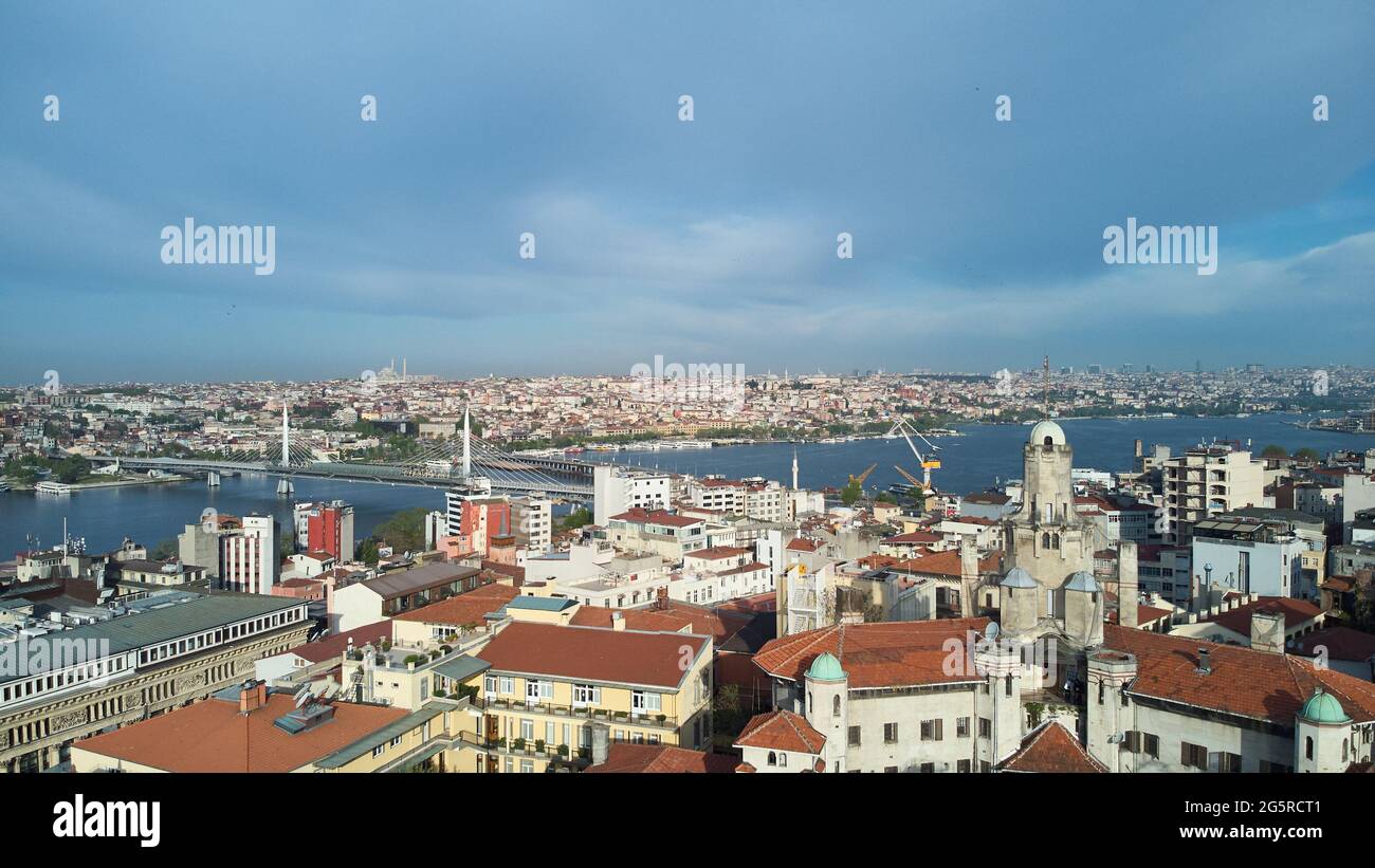 Aerial view of the Bosphorus and Fatih districts and Kadikoy. Istanbul ...